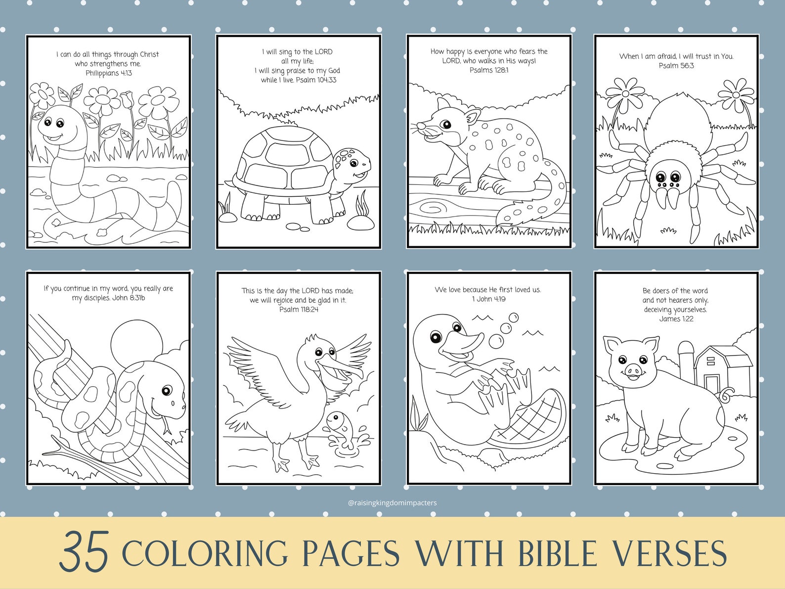 35 Bible Verse Coloring Pages Animal Coloring Pages Kids - Etsy