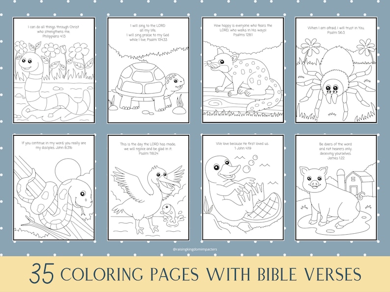 35 Bible Verse Coloring Pages Animal Coloring Pages Kids - Etsy