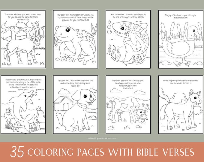 Bible Verse Coloring Pages for Kid Christian Safari Animal Coloring ...