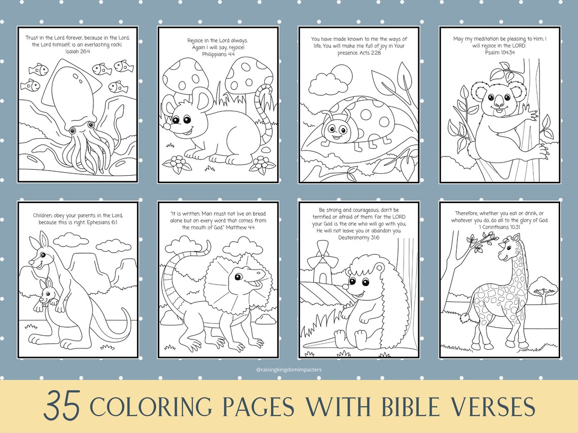 35 Bible Verse Coloring Pages Animal Coloring Pages Kids - Etsy