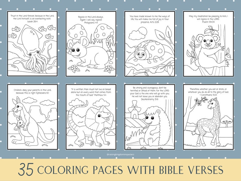35 Bible Verse Coloring Pages Animal Coloring Pages Kids - Etsy