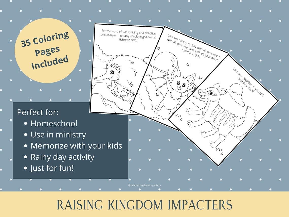 35 Bible Verse Coloring Pages Animal Coloring Pages Kids - Etsy