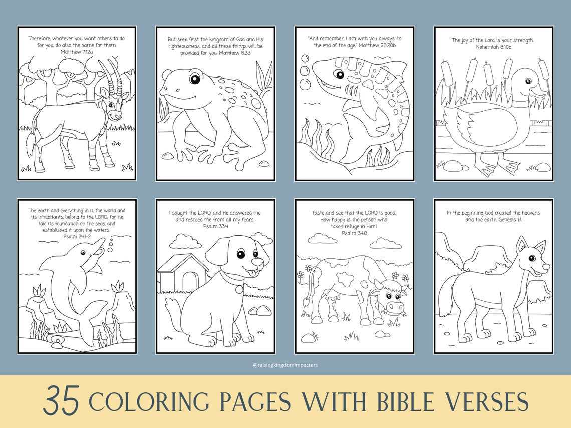 35 Bible Verse Coloring Pages Animal Coloring Pages Kids - Etsy