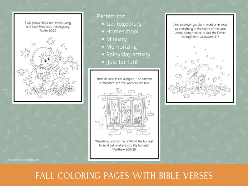 Fall Coloring Pages With Bible Verses Autumn Coloring Pages - Etsy