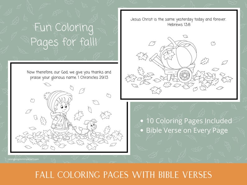 Fall Coloring Pages With Bible Verses Autumn Coloring Pages - Etsy