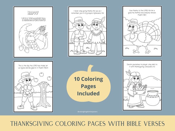 Thanksgiving Coloring Pages With Bible Verses Coloring Pages - Etsy