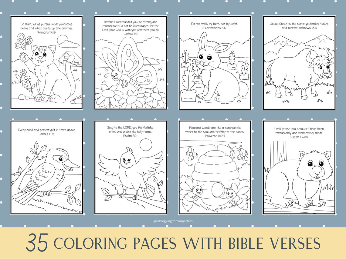 35 Bible Verse Coloring Pages Animal Coloring Pages Kids - Etsy
