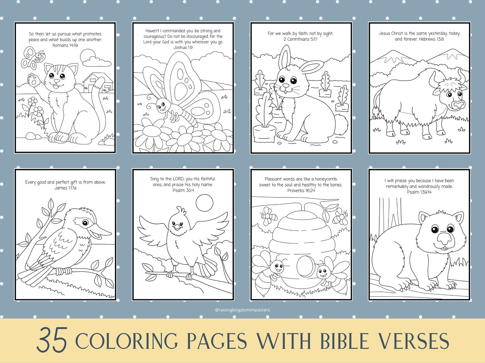 35 Bible Verse Coloring Pages Animal Coloring Pages Kids - Etsy