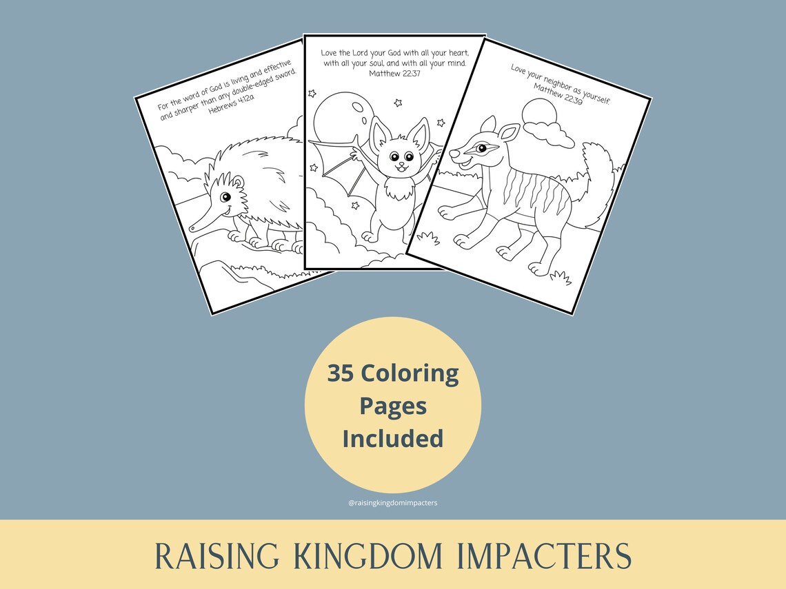 35 Bible Verse Coloring Pages Animal Coloring Pages Kids - Etsy