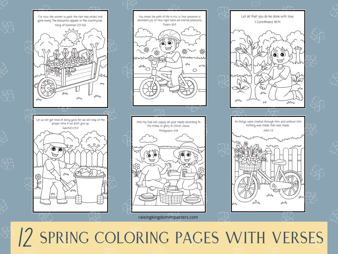 12 Bible Verse Coloring Pages Spring Coloring Pages Kids - Etsy