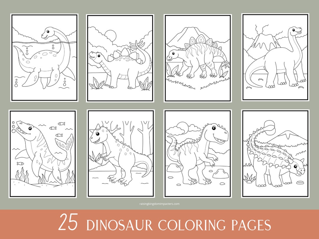 25 Dinosaur Coloring Pages | Coloring Pages for Kids | Instant Digital ...