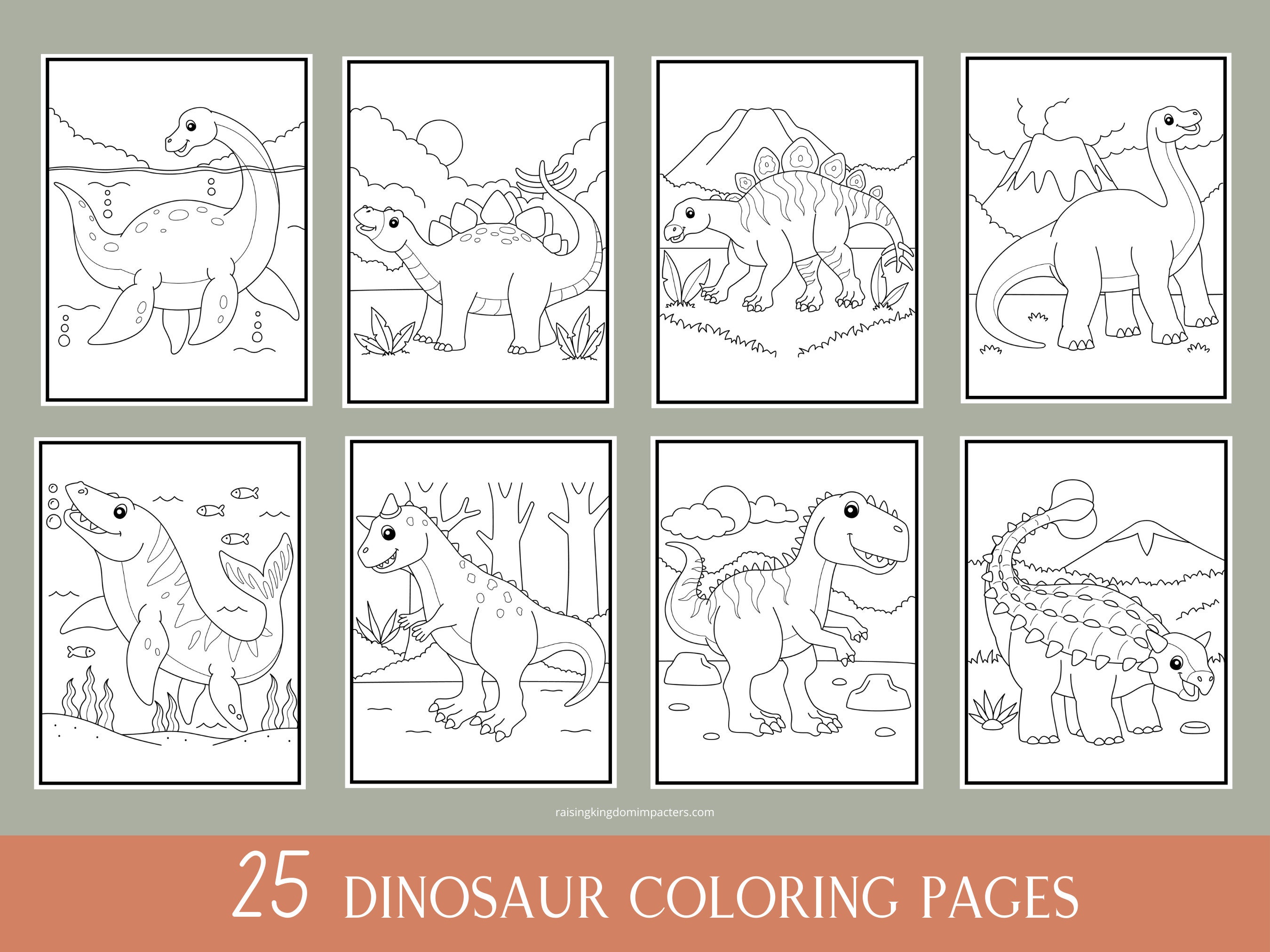 25 Dinosaur Coloring Pages | Coloring Pages for Kids | Instant Digital ...