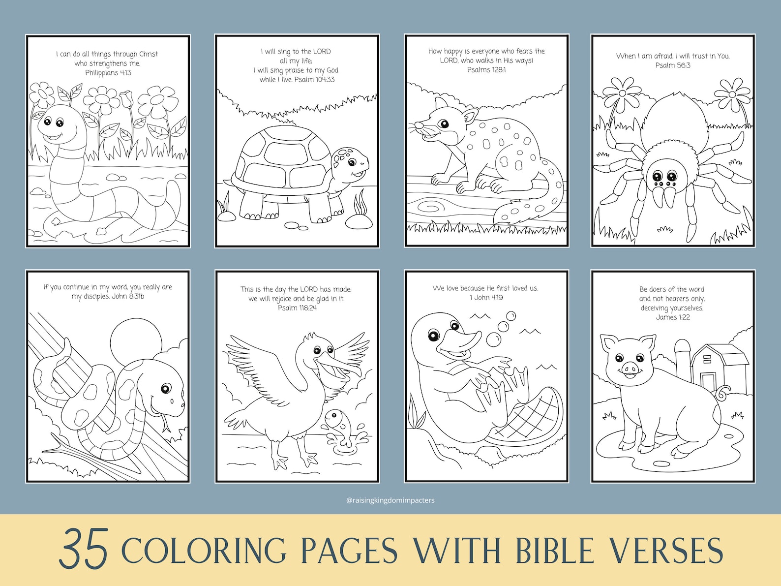 35 Bible Verse Coloring Pages Animal Coloring Pages Kids - Etsy