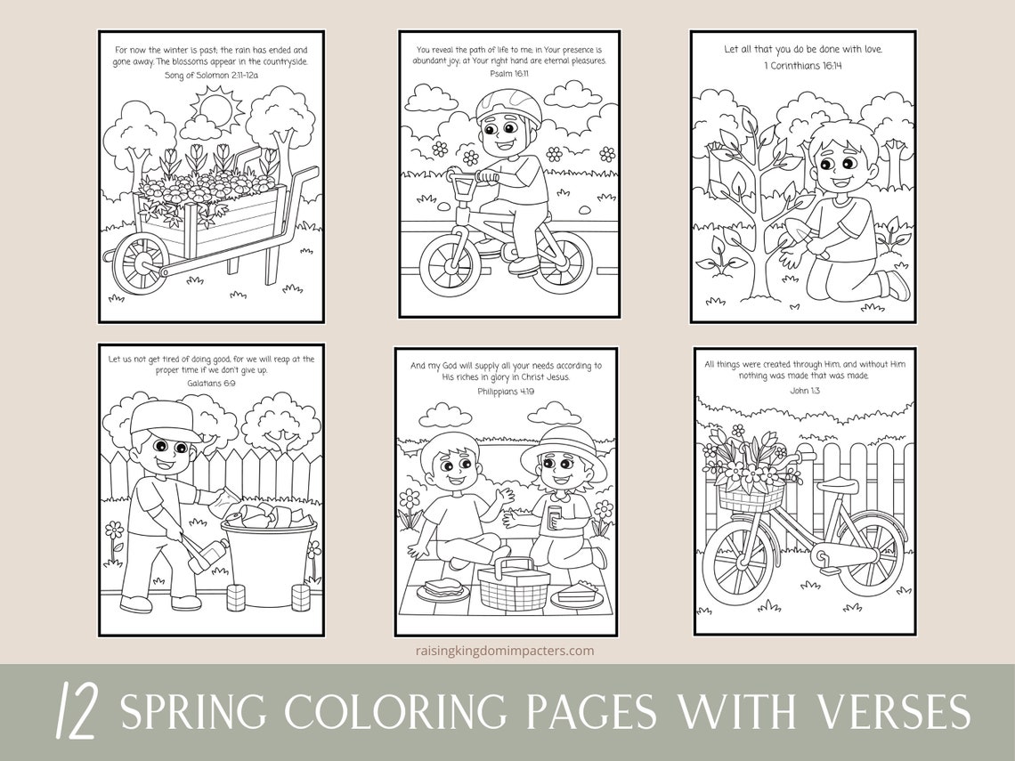 12 Bible Verse Coloring Pages | Spring Coloring Pages | Kids Coloring ...