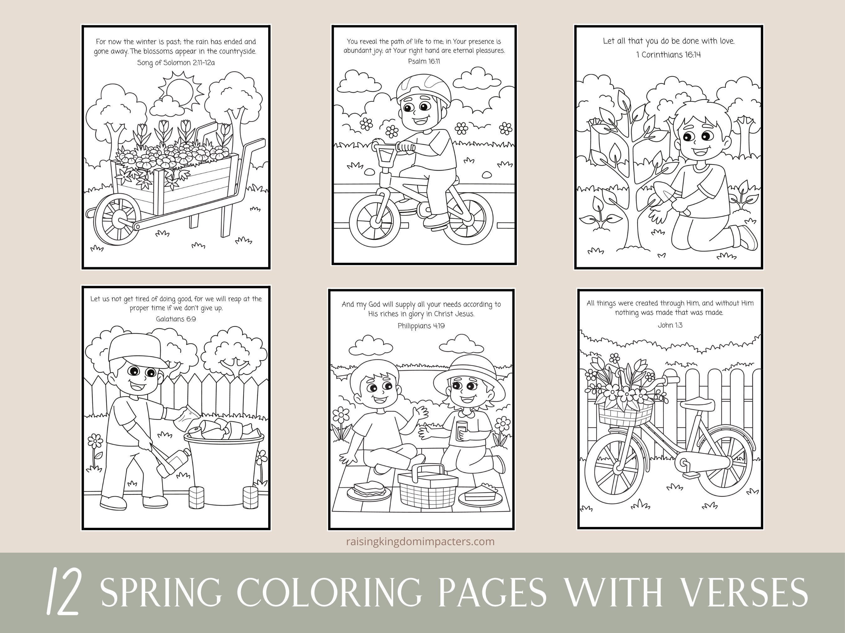 12 Bible Verse Coloring Pages | Spring Coloring Pages | Kids Coloring ...