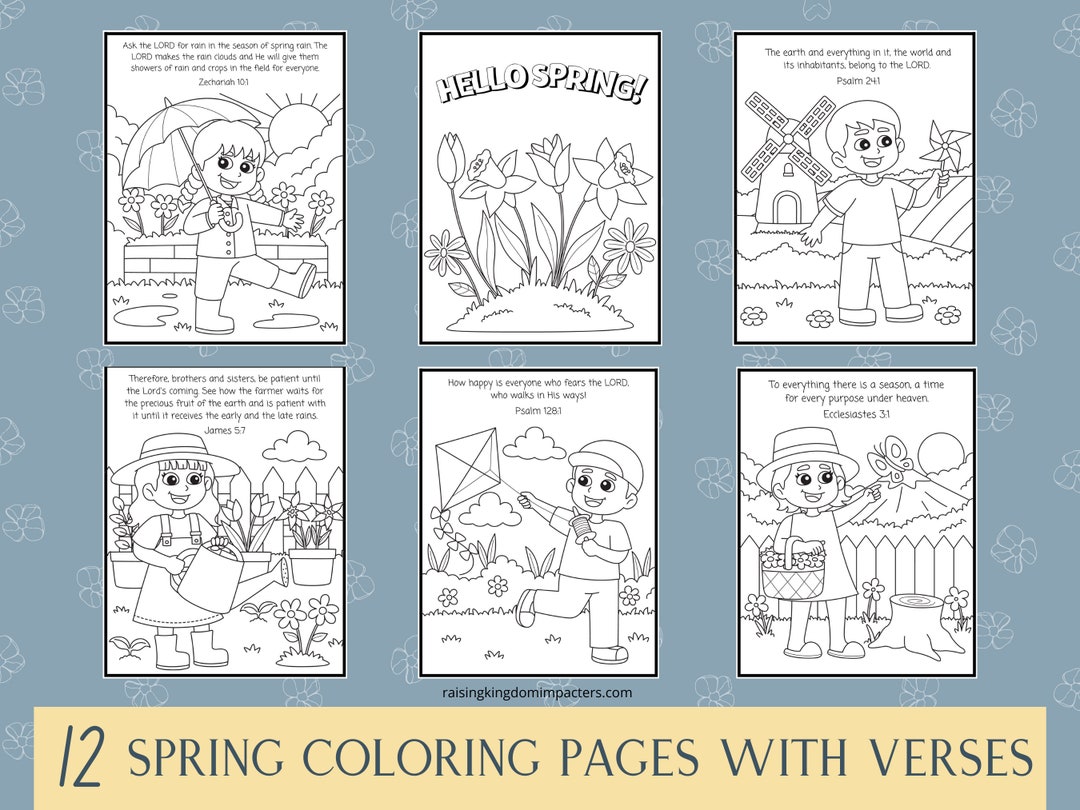12 Bible Verse Coloring Pages Spring Coloring Pages Kids - Etsy