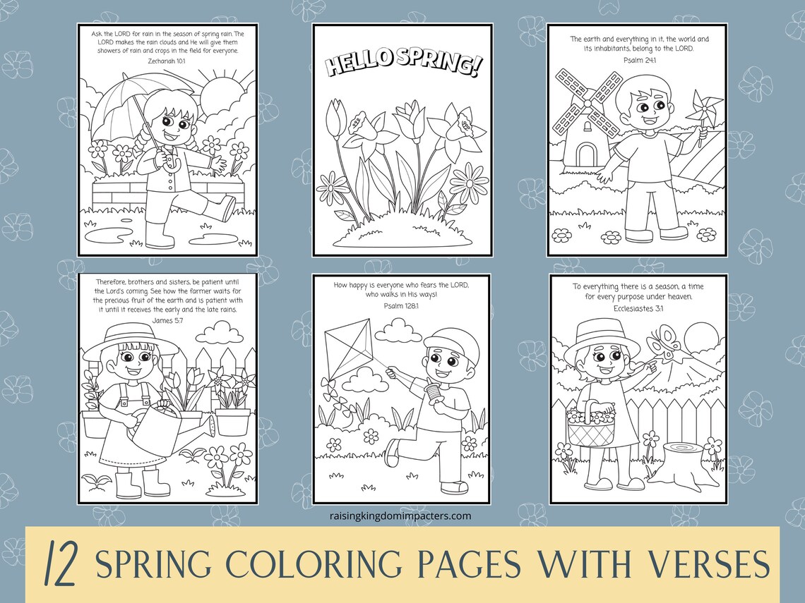 12 Bible Verse Coloring Pages Spring Coloring Pages Kids - Etsy