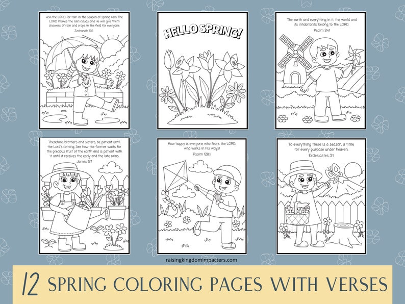 12 Bible Verse Coloring Pages Spring Coloring Pages Kids - Etsy