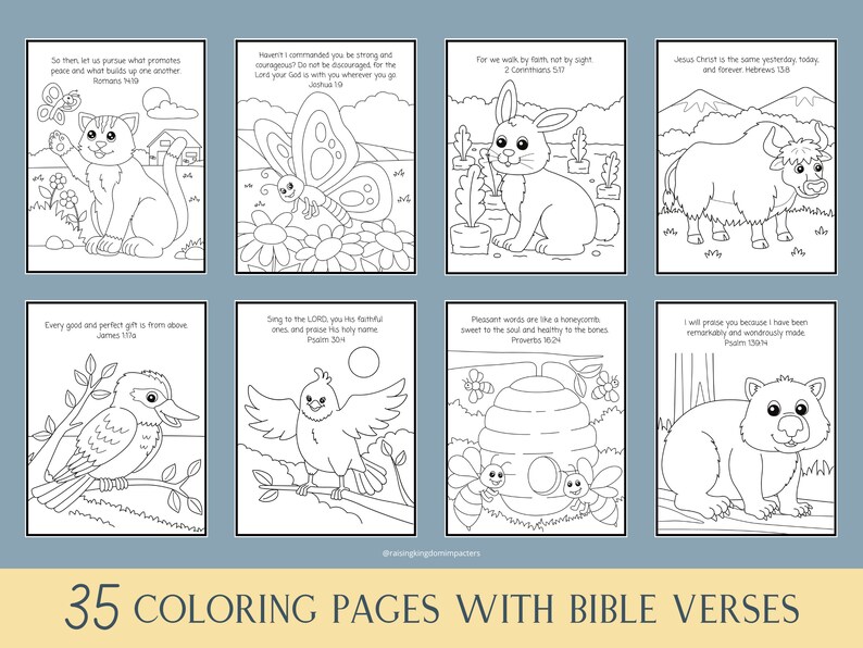 35 Bible Verse Coloring Pages Animal Coloring Pages Kids - Etsy