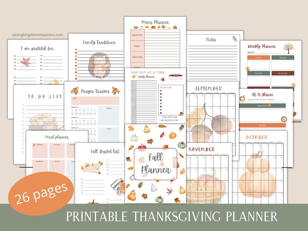 Fall Planner | Thanksgiving Planner | Printable Holiday Planner ...