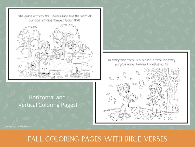 Fall Coloring Pages With Bible Verses Autumn Coloring Pages - Etsy