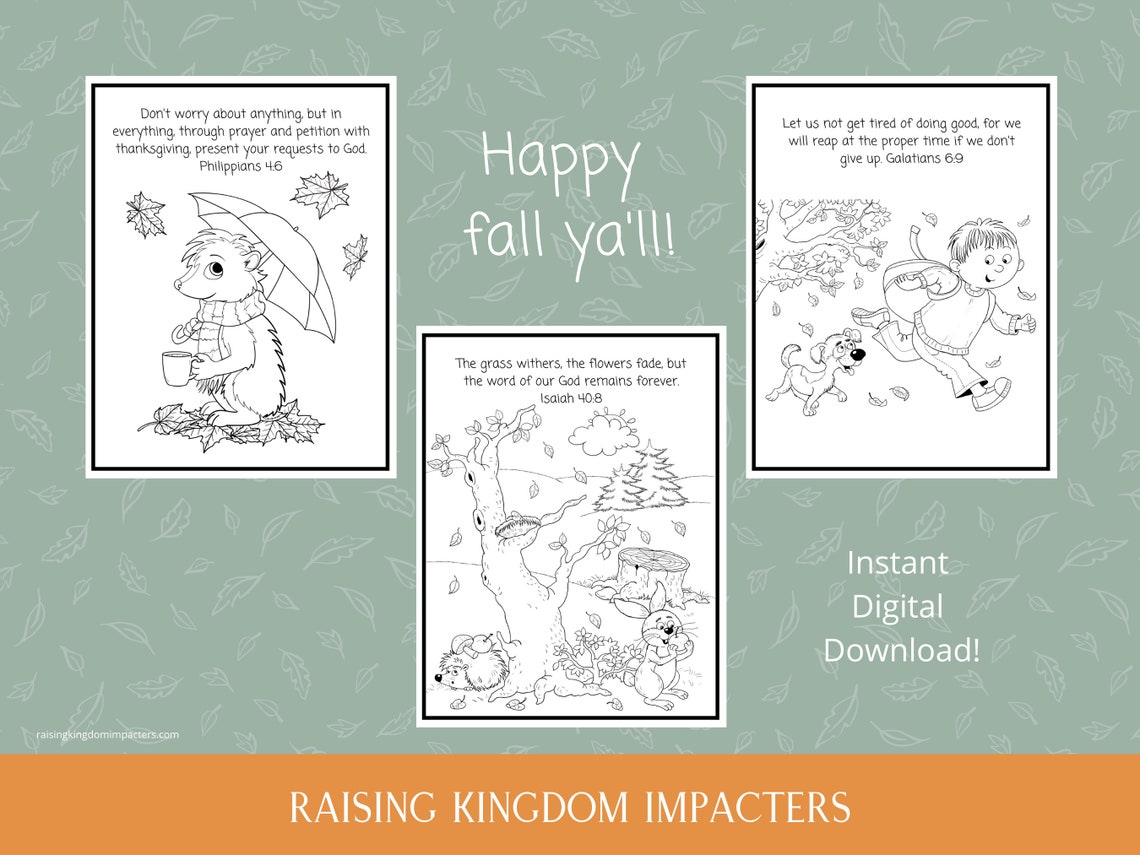 Fall Coloring Pages With Bible Verses Autumn Coloring Pages - Etsy