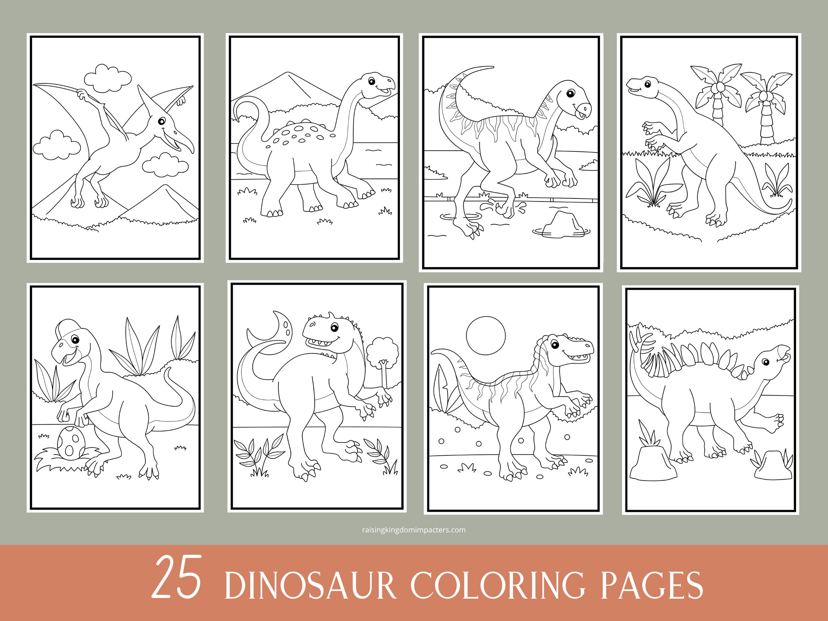 25 Dinosaur Coloring Pages | Coloring Pages for Kids | Instant Digital ...