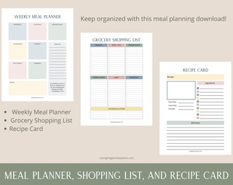 Printable Shopping List, Meal Planner, and Recipe Card Shopping List ...