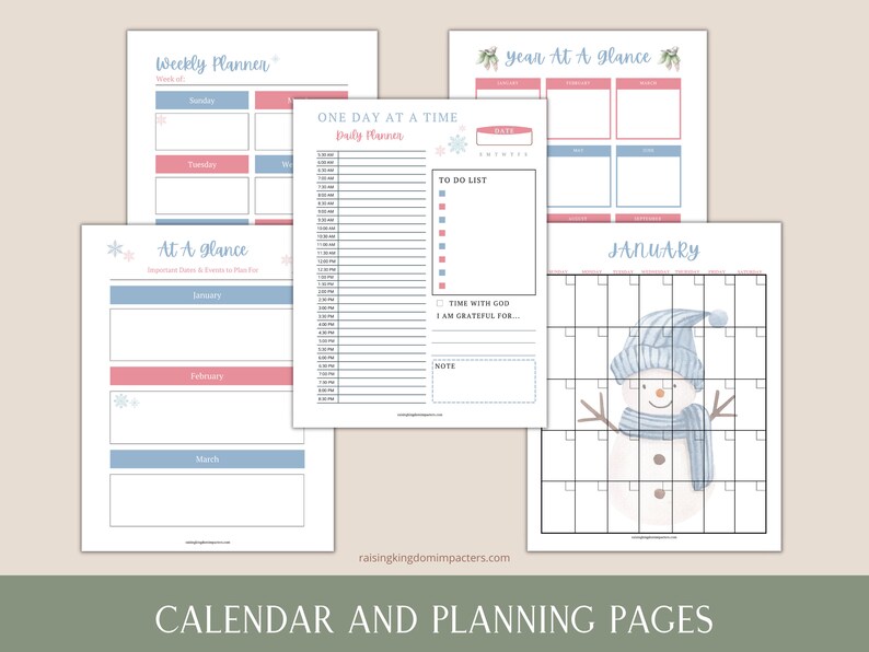 January Planner | Winter Planner Pages | Monthly Calendar | at A Glance ...