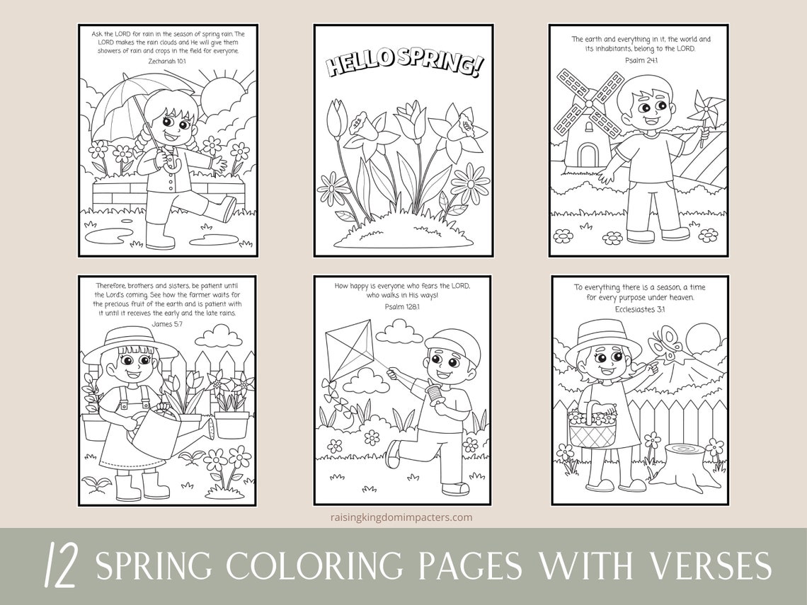 12 Bible Verse Coloring Pages | Spring Coloring Pages | Kids Coloring ...
