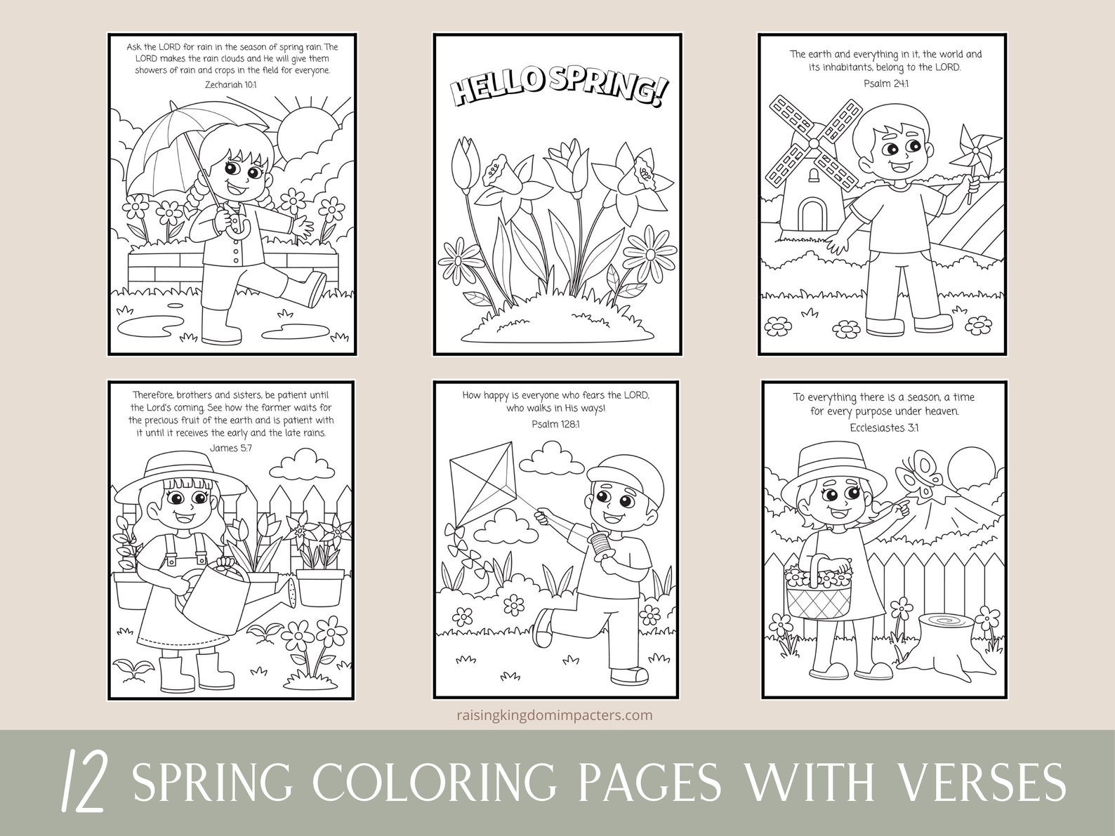 12 Bible Verse Coloring Pages | Spring Coloring Pages | Kids Coloring ...