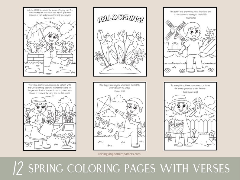 12 Bible Verse Coloring Pages | Spring Coloring Pages | Kids Coloring ...