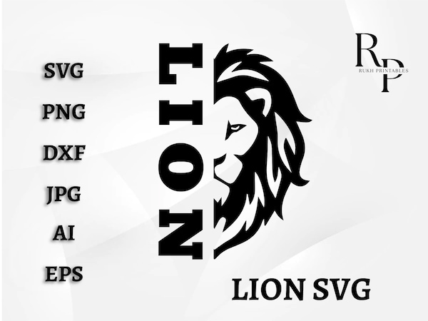 Lion Face Svg, Lion Head, Front Facing Lion, Male Lion Svg, Lion Cut ...