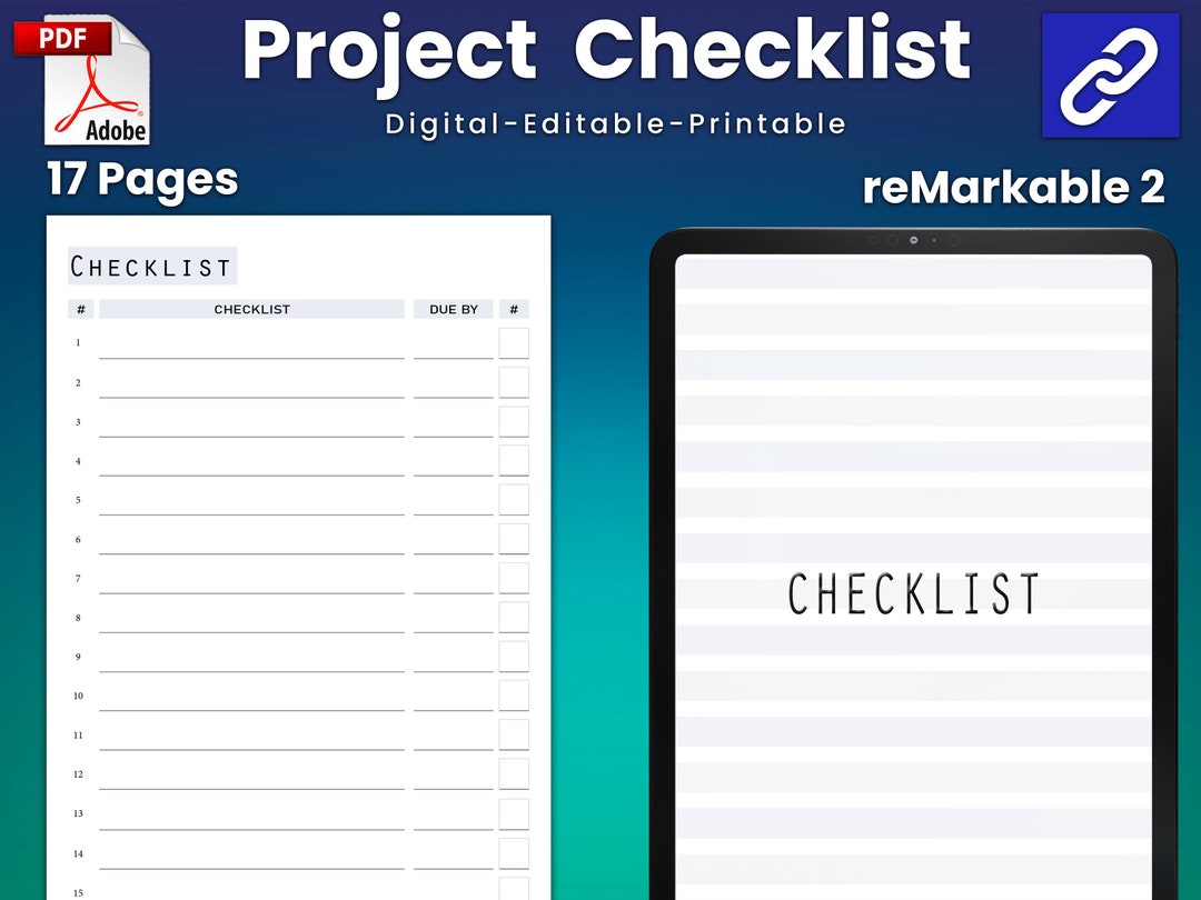 Remarkable 2 Project Planner Checklist Project Checklist Project ...