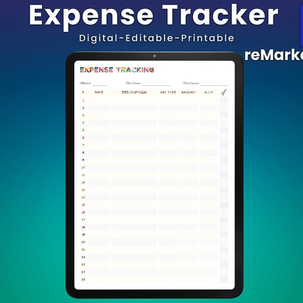 Remarkable 2 Expense Tracker - Etsy