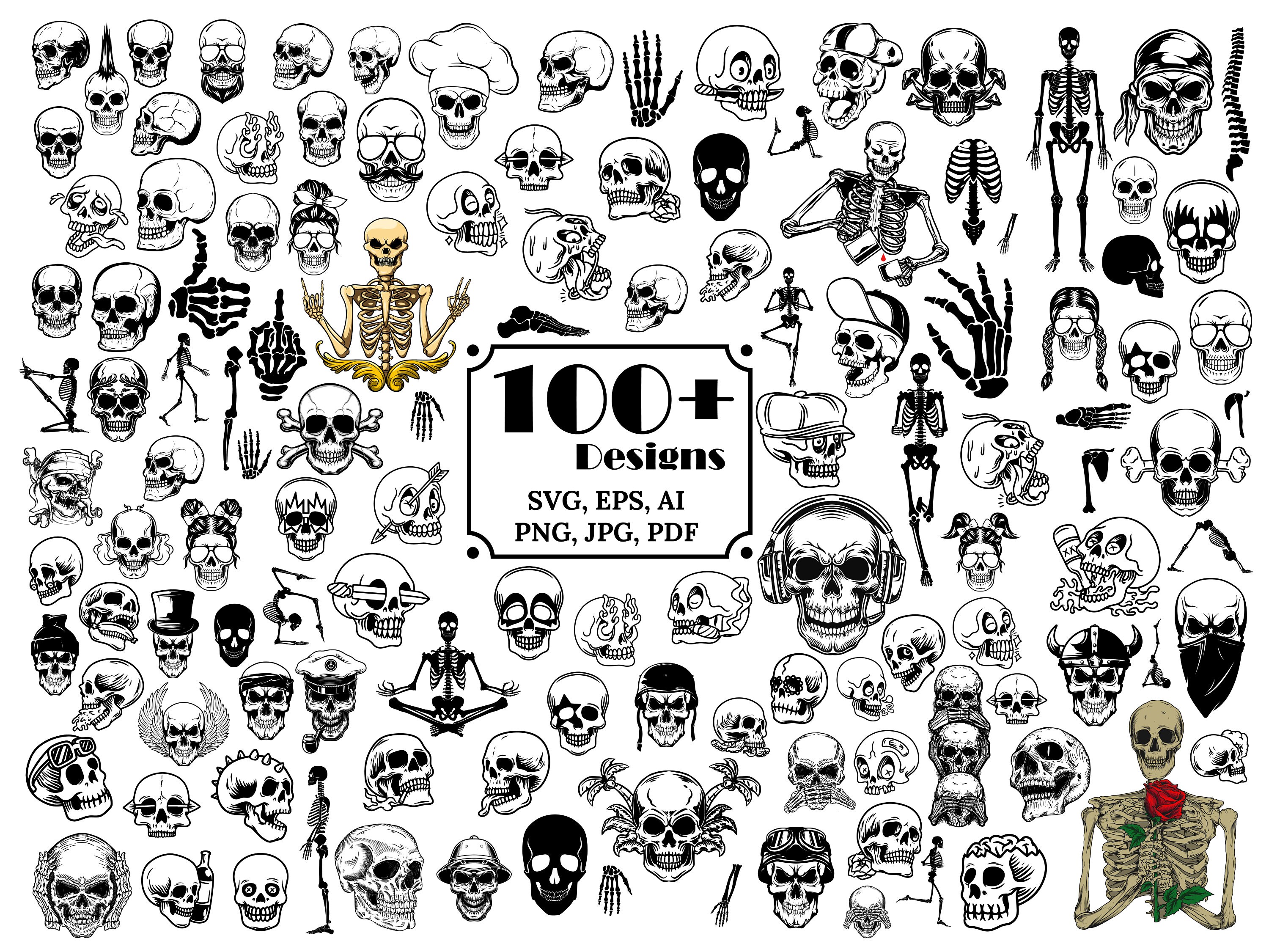 Skull SVG Bundle Skull PNG Sugar Skull SVG Halloween Svg Svg Files for ...