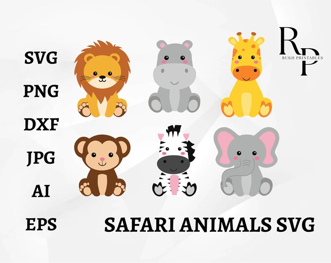 Safari Animals Svg Zoo Animals Svg Safari Svg Jungle Svg Cute Animals ...