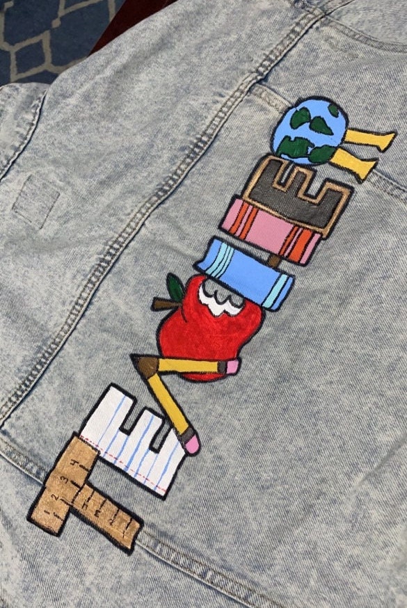 Custom Teacher Denim Jacket - Etsy