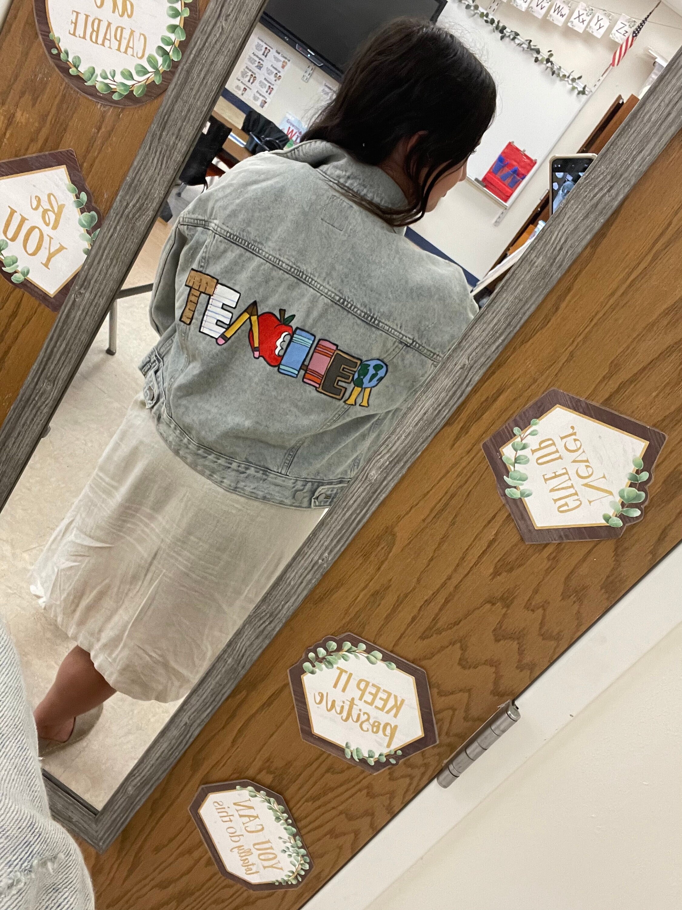 Custom Teacher Denim Jacket - Etsy
