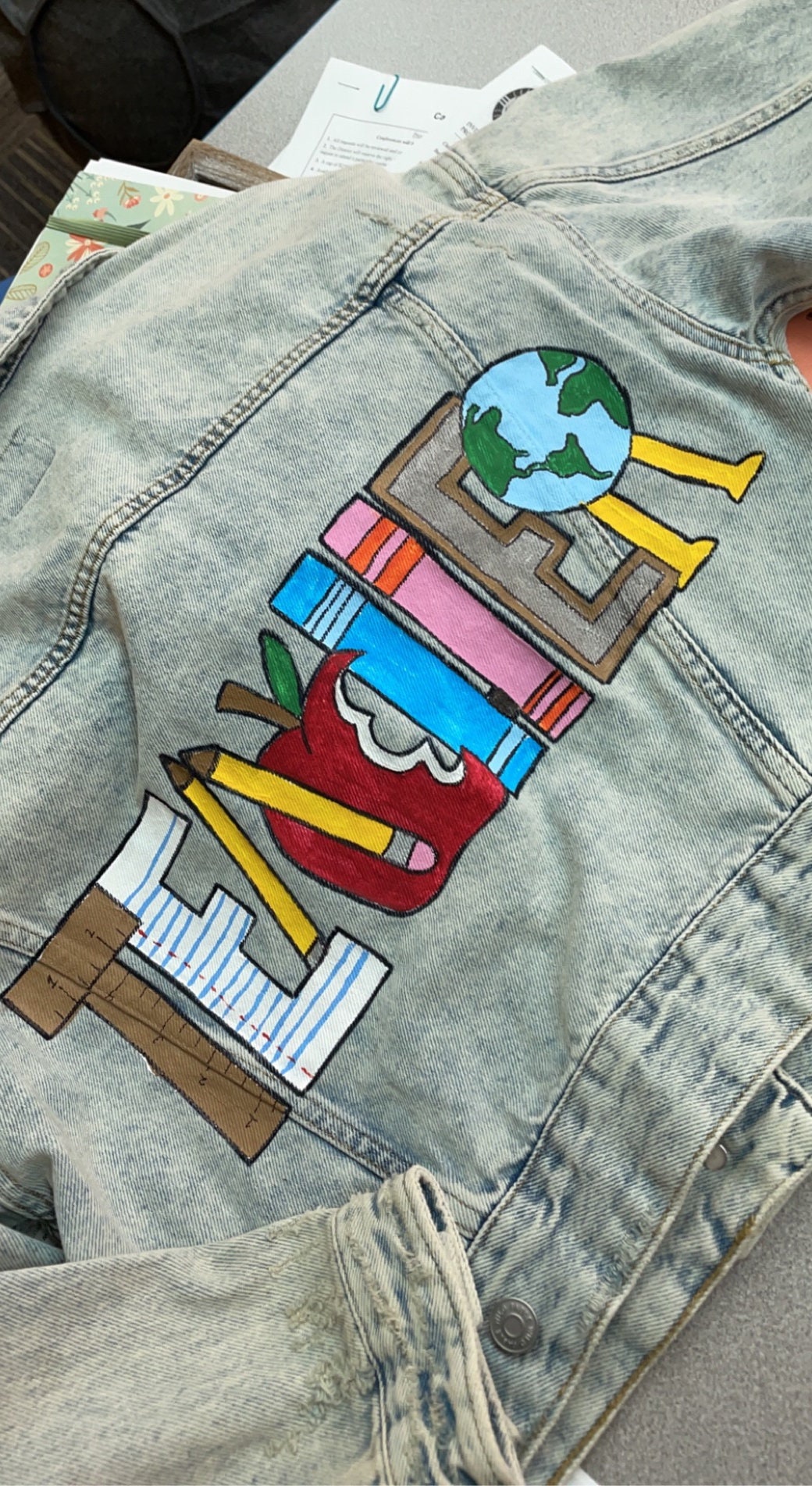 Custom Teacher Denim Jacket - Etsy