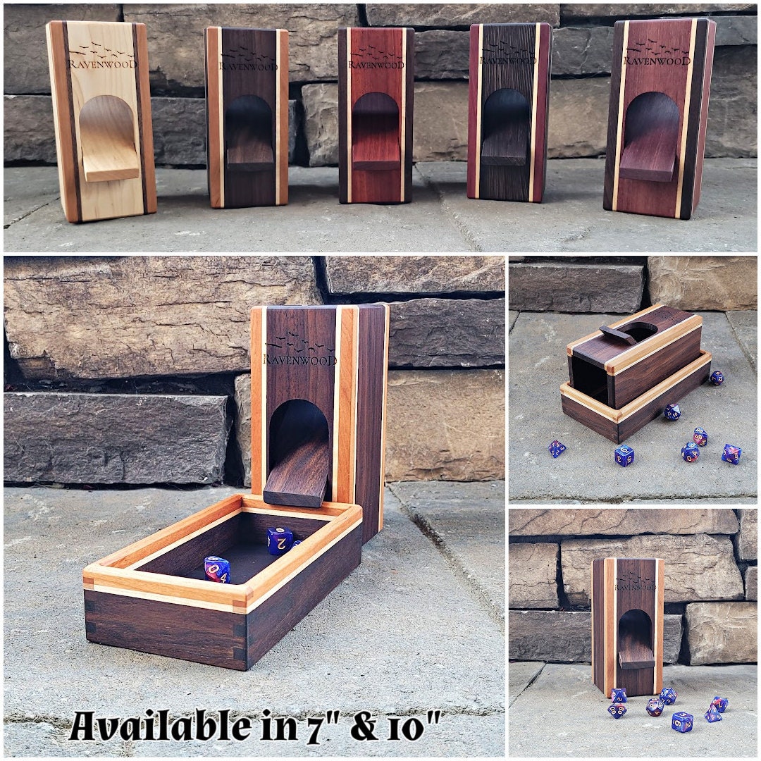 Black Walnut Multi-wood Dice Tower System, 7 or 10, Black Walnut-maple ...