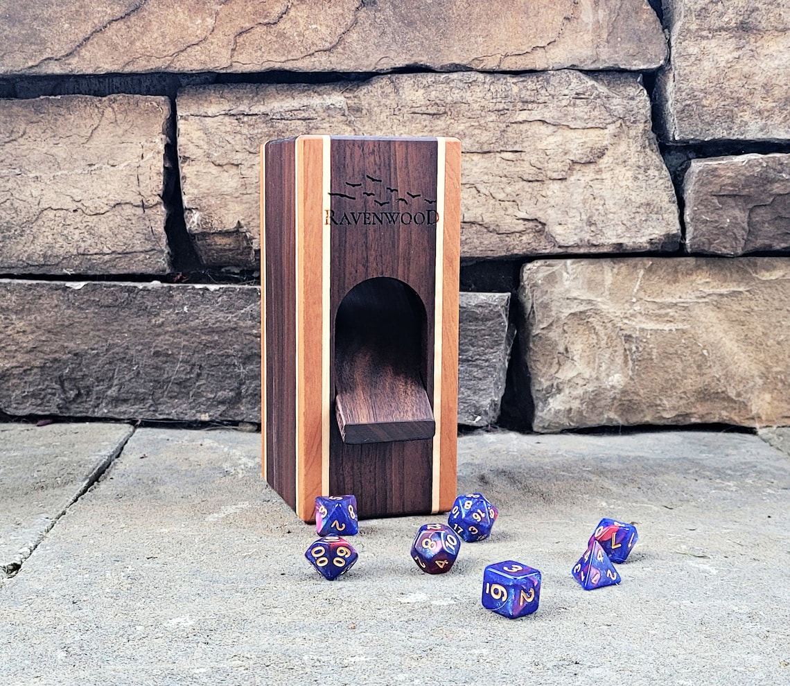 Black Walnut Multi-wood Dice Tower System, 7 or 10, Black Walnut-maple ...