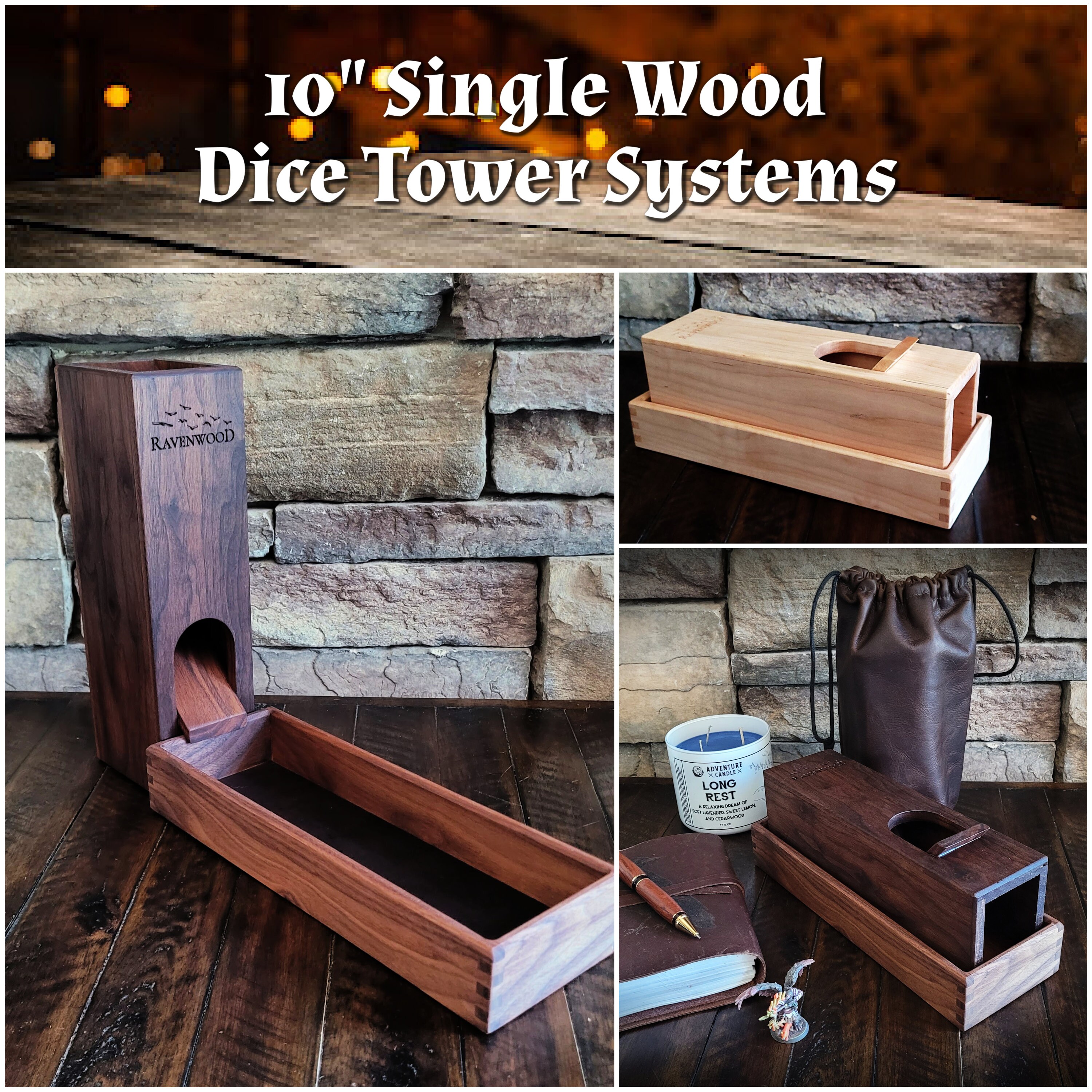 Single-wood Dice Tower Systems, 7or 10, Dice Tower &tray, 12 Wood ...