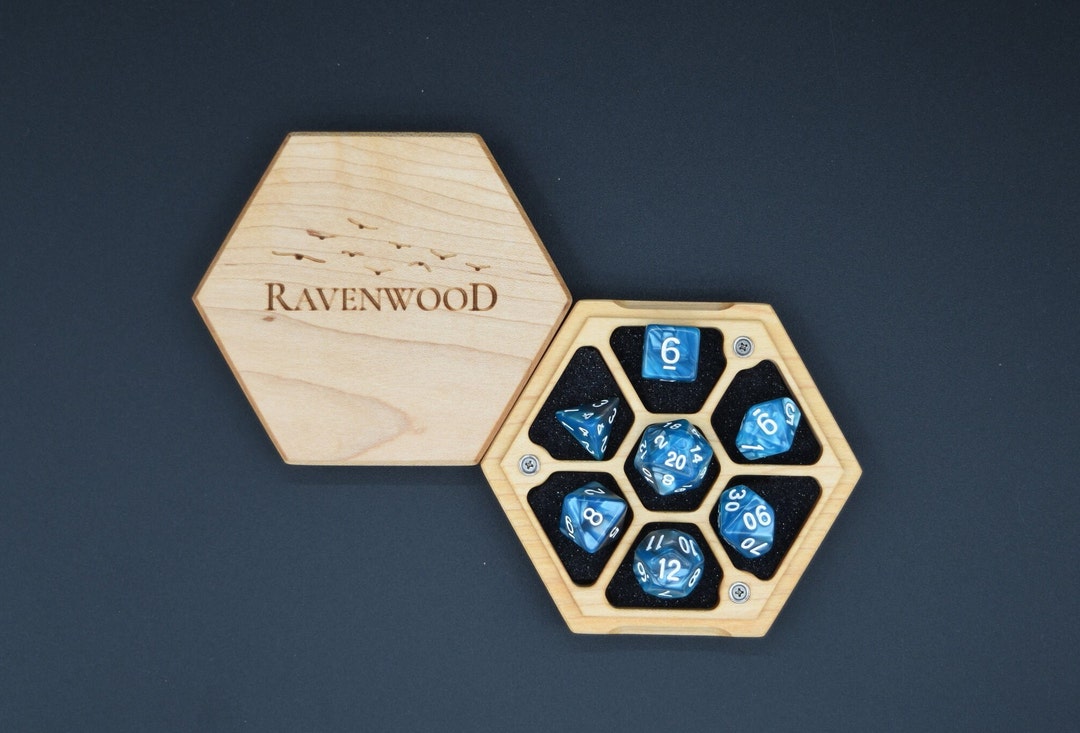 Maple HEX Dice Vault Dice Box Dice Storage D&D RPG Tabletop Gaming ...