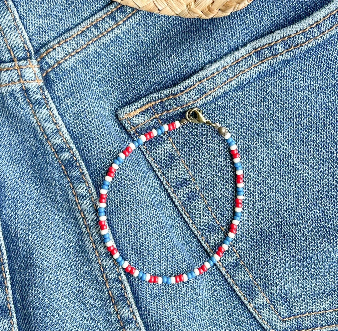 The "july" Beaded Anklet Handmade Native Seed Bead Anklet Western Style ...