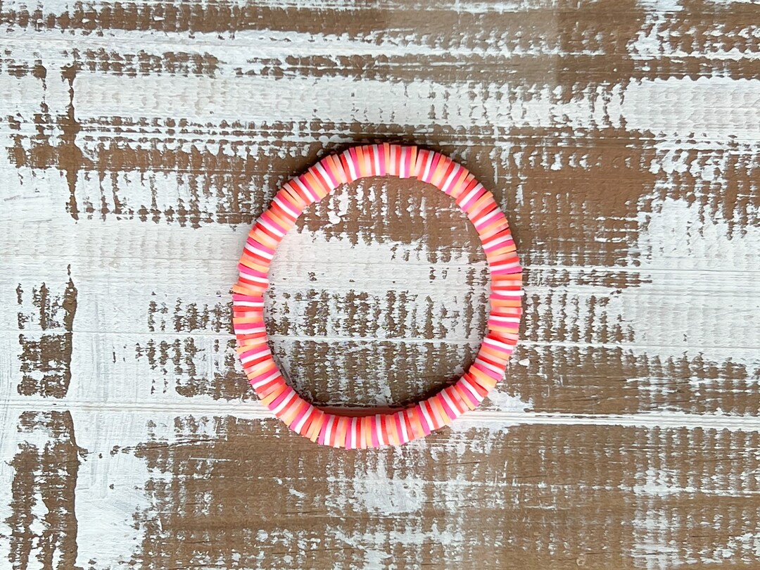 The "strawberry Mango" Heishi Bracelet Summer Stretch Bracelet Stacking ...