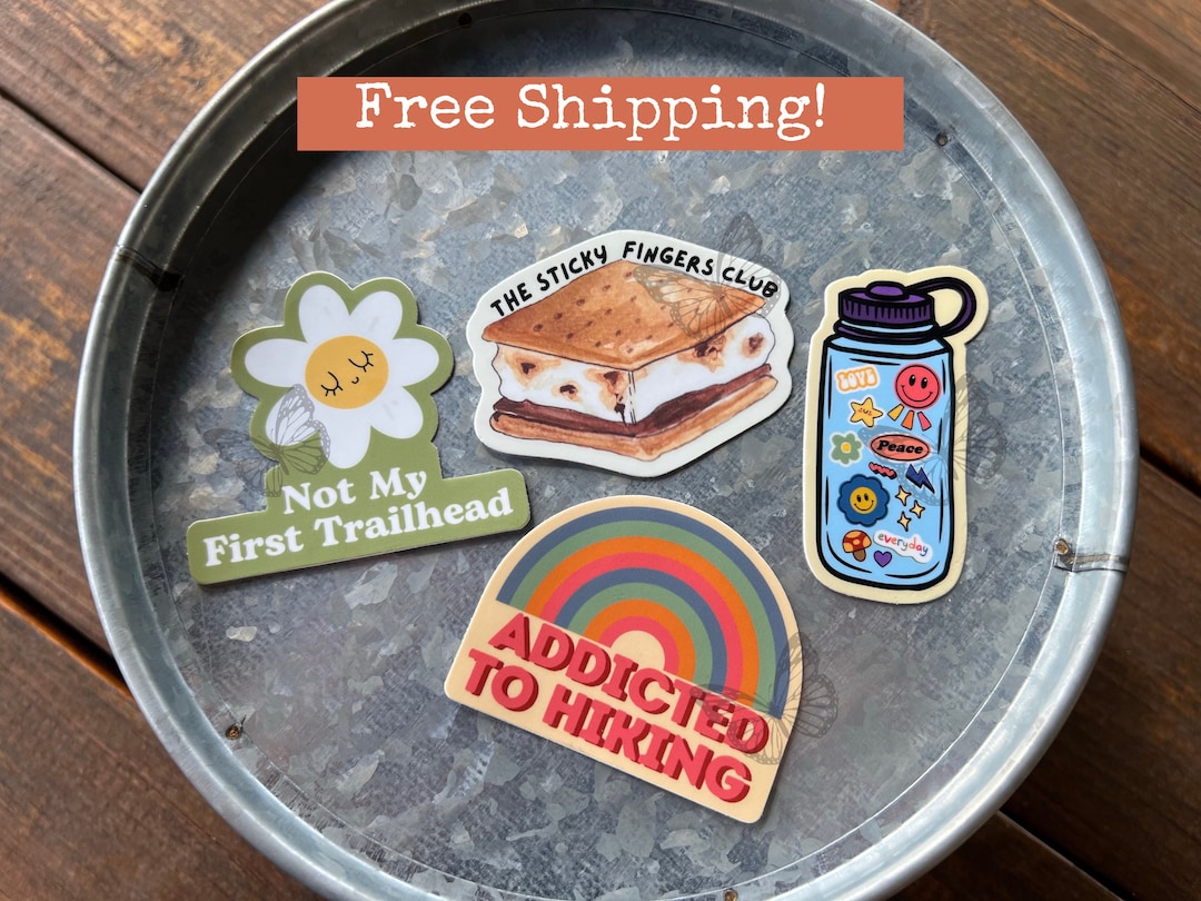 Outdoorsy Sticker Set - Cute Hiking Stickers Camping Granola Girl ...