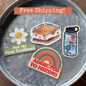 Outdoorsy Sticker Set - Cute Hiking Stickers Camping Granola Girl ...