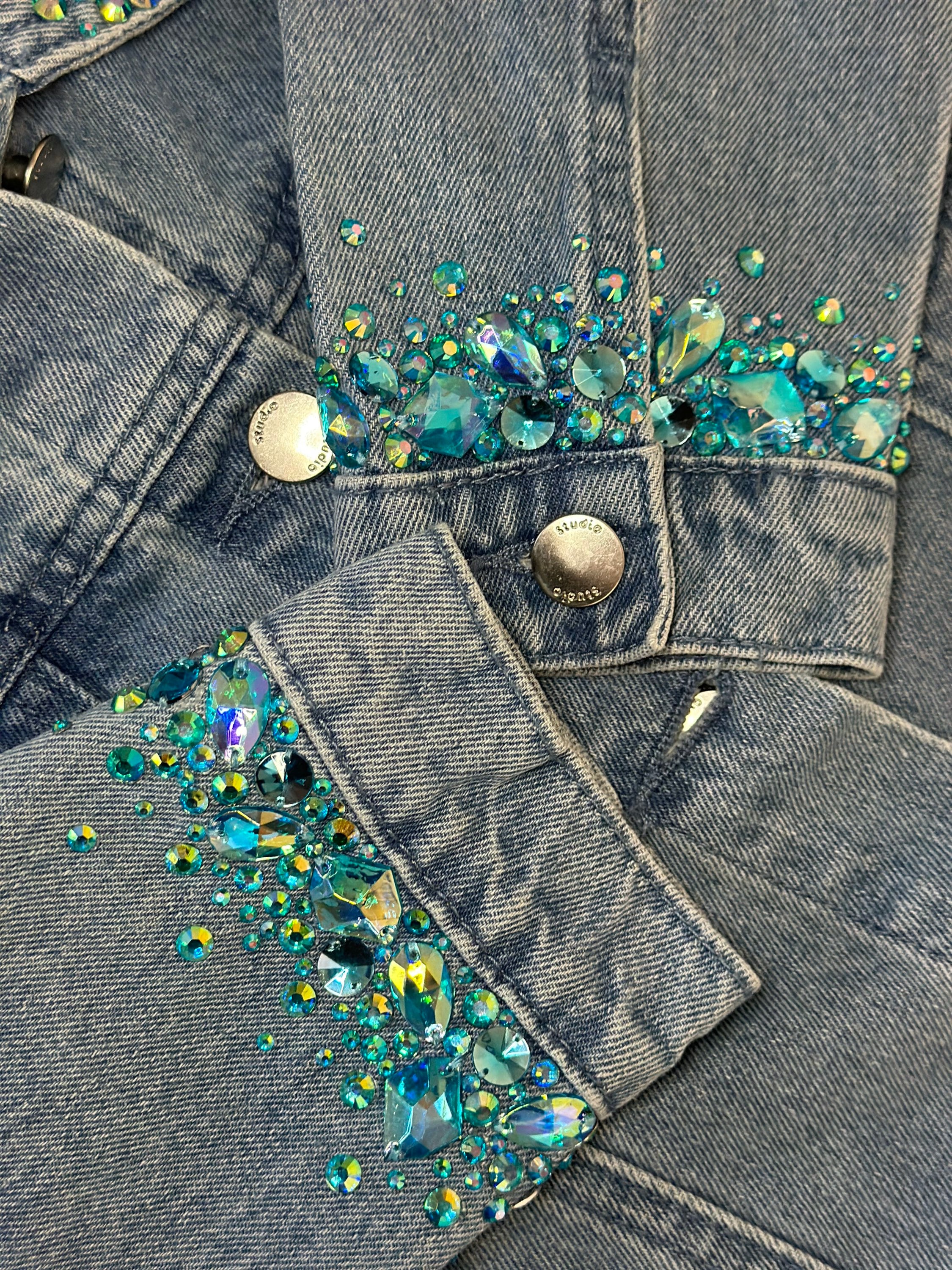 Denim Jacket - Blue Diamante Embellished - Etsy