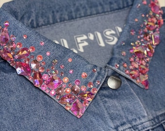 Denim Jacket - Blue Diamante Embellished - Etsy